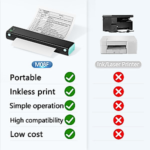 Portable Printers Wireless for Travel, M08F Thermal Inkless Printers for Home use, Compatible with Phone & Laptops, M08F Printer Kit & A4 Size Folded Paper 100 Sheets