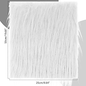 White Faux Fur Fabric 10x20inch Pre-Cut Craft Fake Fur Fabric for for Crafts,Costume,Camera Floor,Gnomes,Decoration Plush Fabric，Fur for Therian Mask for Christmas Halloween DIY(White)