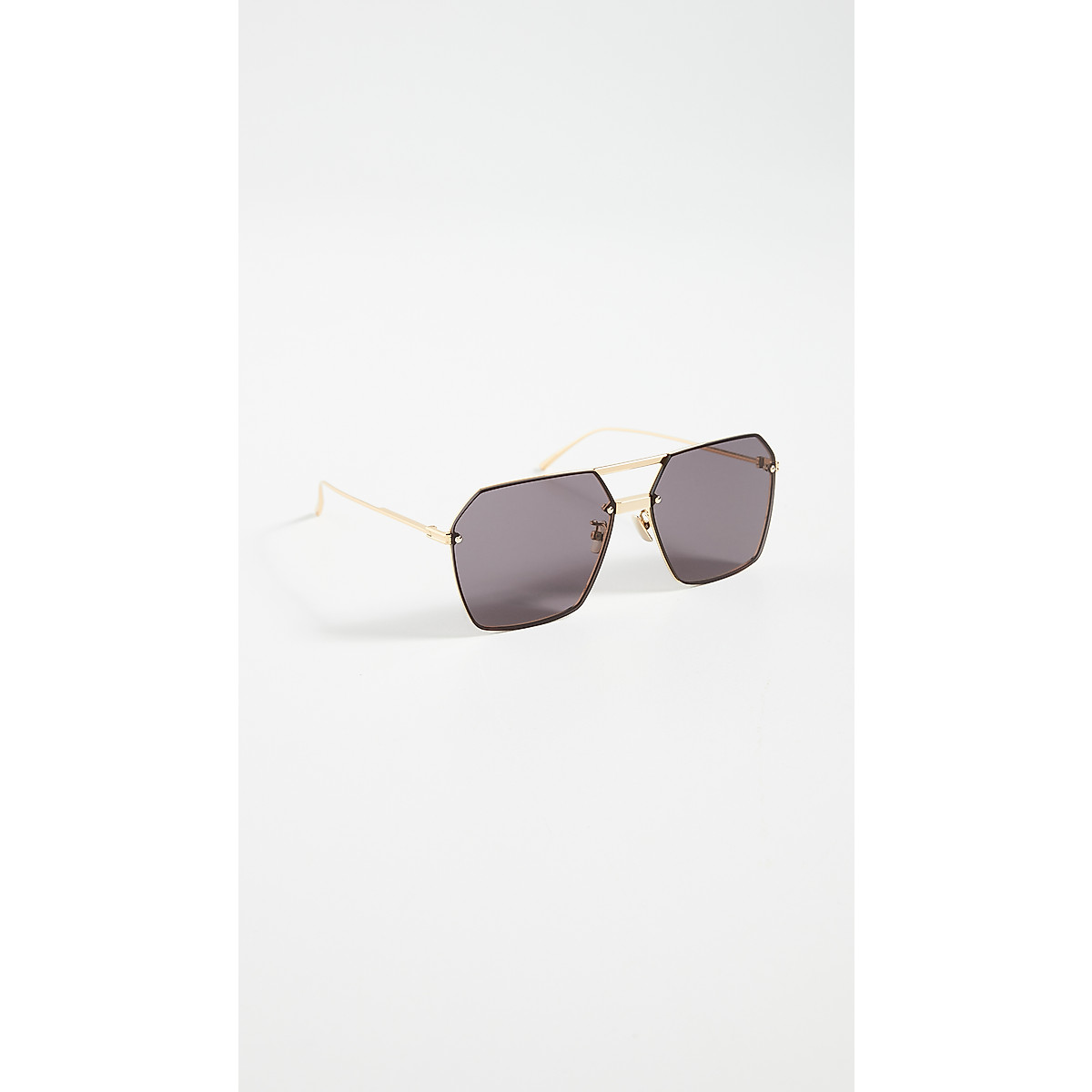 Bottega Veneta Oversized Geometric Aviators, Gold/Gold/Grey, One Size