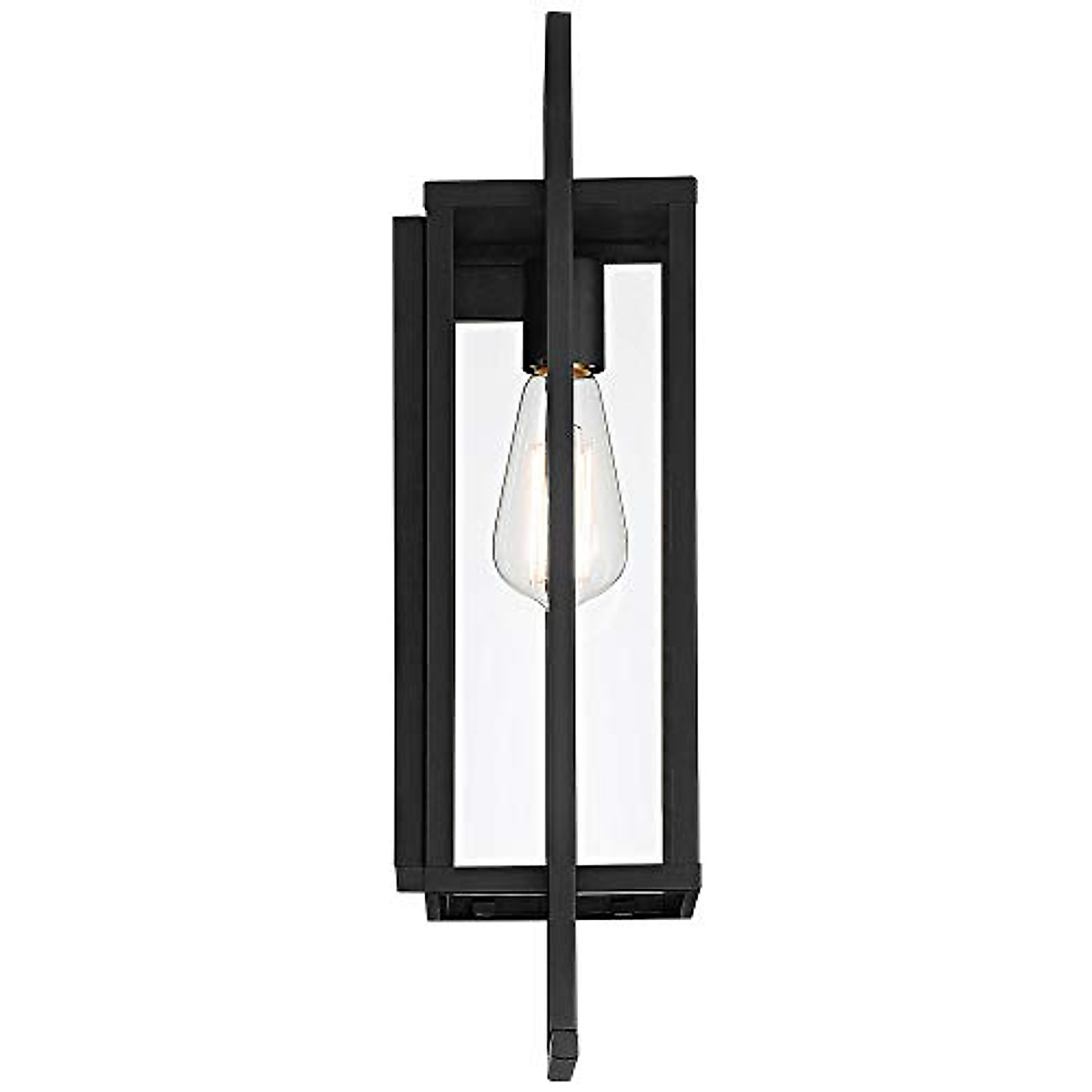 Possini Euro Design Jericho Modern Industrial Outdoor Wall Light Fixture Textured Black Metal 19" Clear Glass Panel for Exterior House Porch Patio Outside Deck Garage Yard Front Door Garden Home