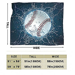 Soft Baseball Blanket Microfiber Flannel Throw Blanket for Kids and Adults Plush Fleece Sherpa Throw Blanket for Couch Sofa Bedding Living Room (Baseball Blanket B, 130cm x 150cm(51'' x 59''))
