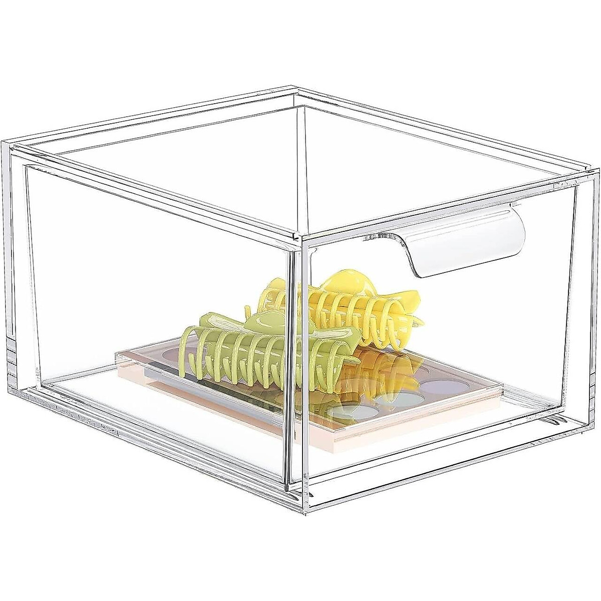 2 Pack Stackable Storage Drawers,Stackable Makeup Organizer, Acrylic Bathroom Organizer and Storage Drawers,Bathroom,Kitchen Undersink,Cabinet