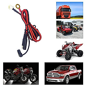 O Ring Terminal Cable - 2FT SAE Connector, Sae Plug to Battery Charger Cord, Solar Panel Cord Ring Terminal Harness Extension Adapter 12V 24V 2 Pin Quick Connect and Disconnect 10A (1 Pack)