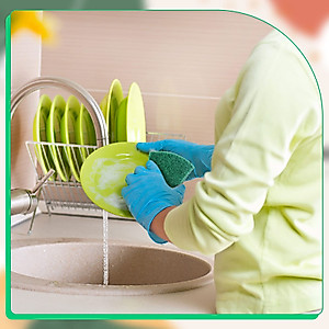 Zubebe 100 Pcs Cleaning Sponge Dual Sided Scrub Sponge Non Scratch Kitchen Sponge for Sink Dishwashing, 4 Colors