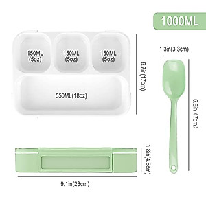 Bento Lunch Box for Kids, 4 Compartment Kids Lunch Box Leak Proof, Cute Bento Snack Box for Adults and Kids With Utensils, Lunch Containers BPA-Free, Microwave Bento Box (Green)