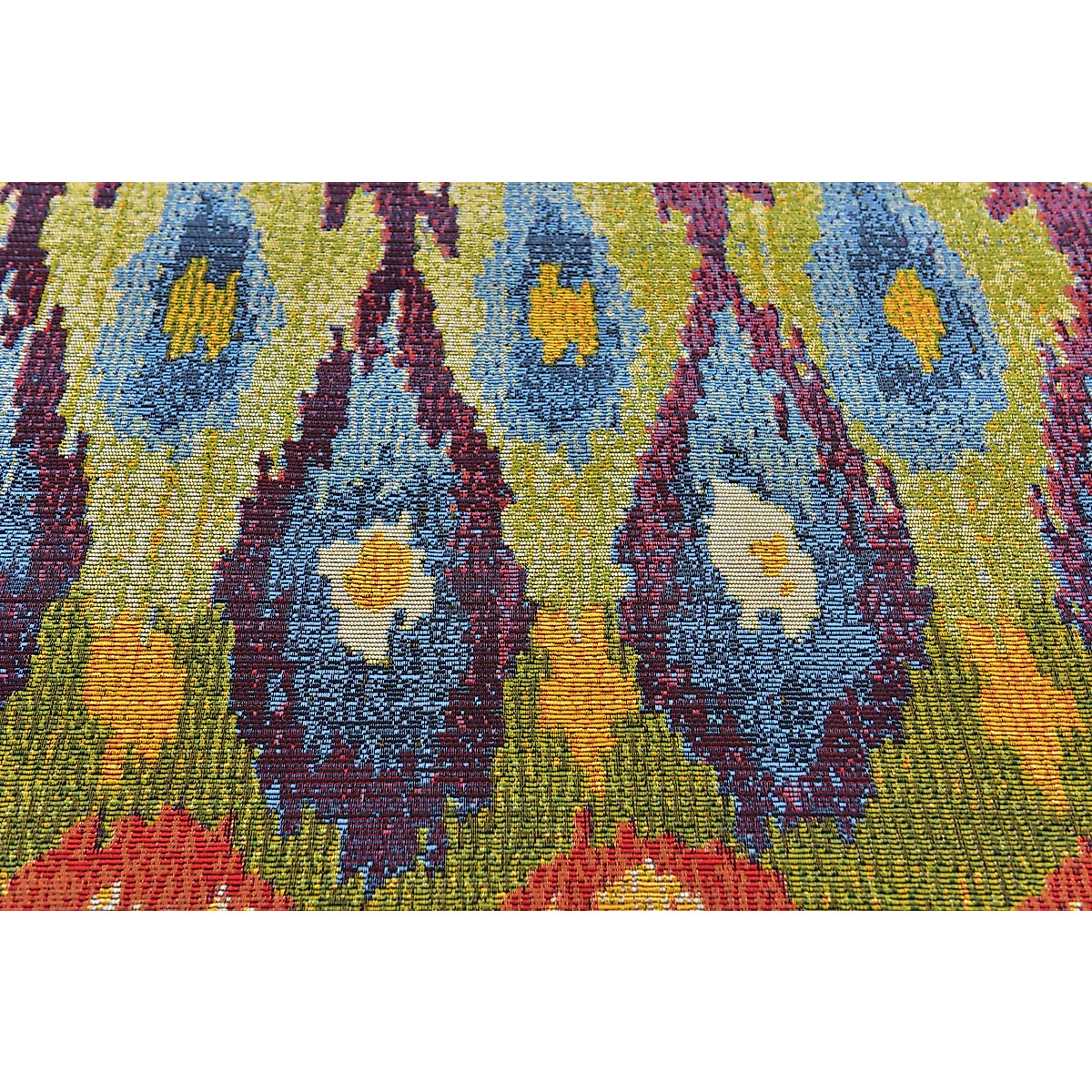 Unique Loom Outdoor Modern Collection Area Rug - Ikat (5' 4" Square, Multi/ Burgundy)