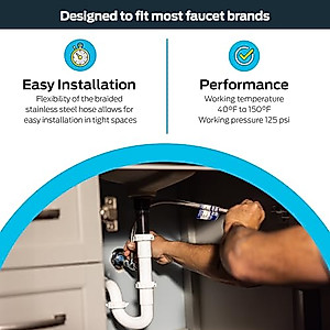 Eastman 24 inch Steel-Flex Braided Faucet Connector, 1/2 Inch FIP x 3/8 Inch Compression, Stainless Steel Faucet Supply Line, 48006