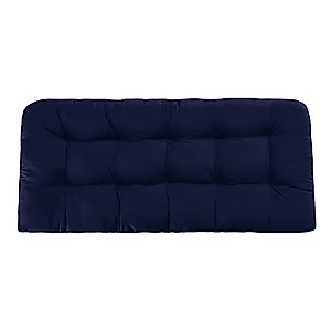 LOVTEX Tufted Bench Cushions for Outdoor Furniture Waterproof, 44 x 19 inches Patio Swing Cushions Navy - Overstuffed Indoor/Outdoor Loveseat Cushions with Round Corner