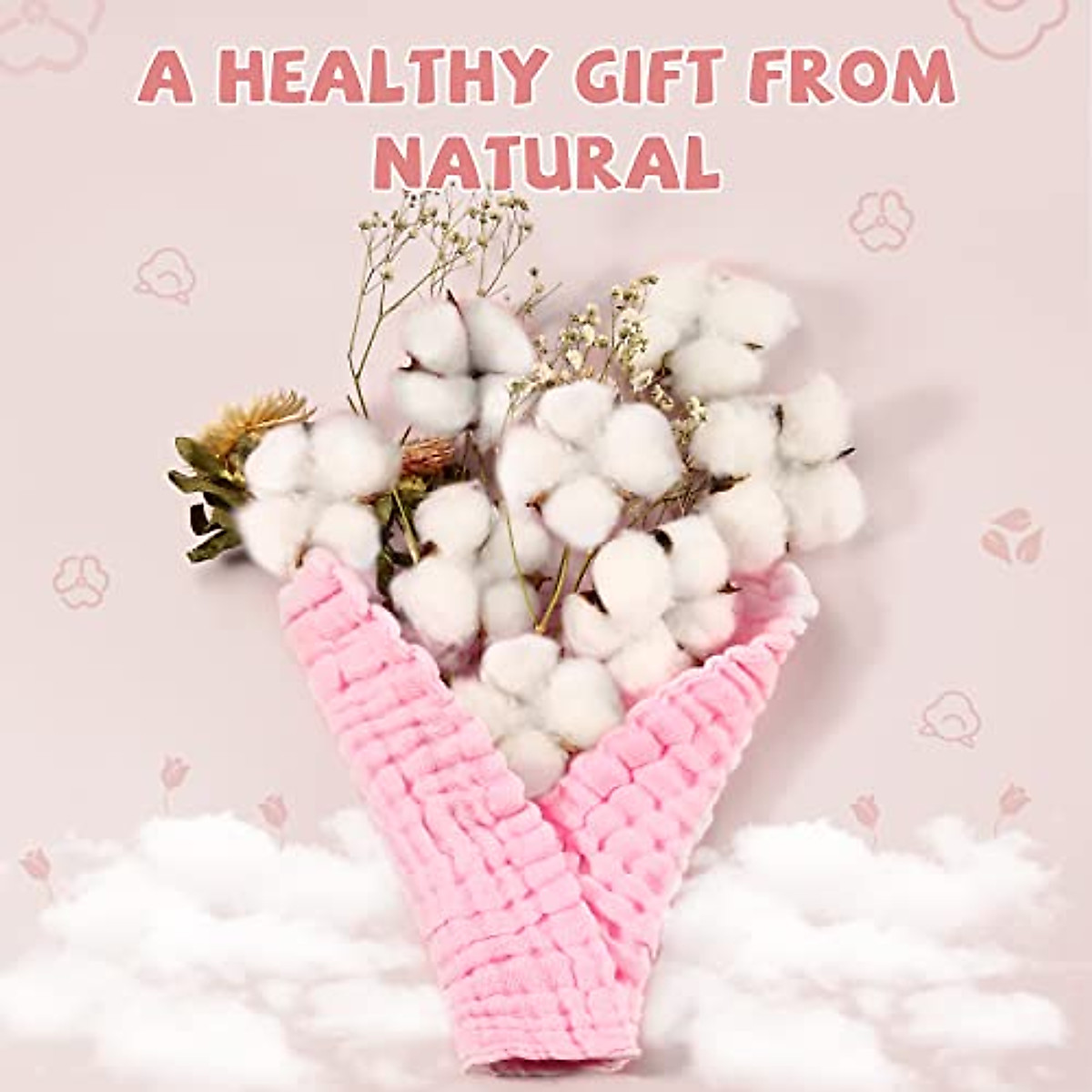 MUKIN Baby Washcloths - Soft Face Cloths for Newborn, Absorbent Bath Face Towels, Baby Wipes, Burp Cloths or Face Towels, Baby Registry as Shower. Pack of 6-12x12 inches (Pink)