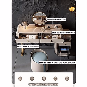 ZGNBSD Luxury Vanity - Makeup Table Vanity Table with Beauty Refrigerator, Vanity Set, Includes Makeup Mirror and Chair, Bedroom Vanity, for Her
