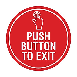Signs ByLITA Circle Push Button To Exit Sign (Red) - Small