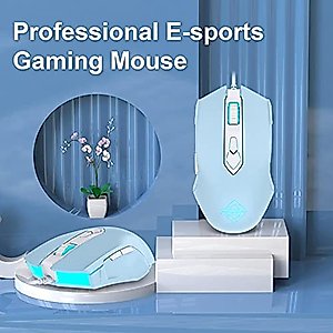 FELICON RGB Lightweight Gaming Mouse, Programmable 7 Buttons, Ergonomic LED Backlit USB Gamer Mice Computer Laptop PC,Compatible with Windows Mac OS Linux(Blue)