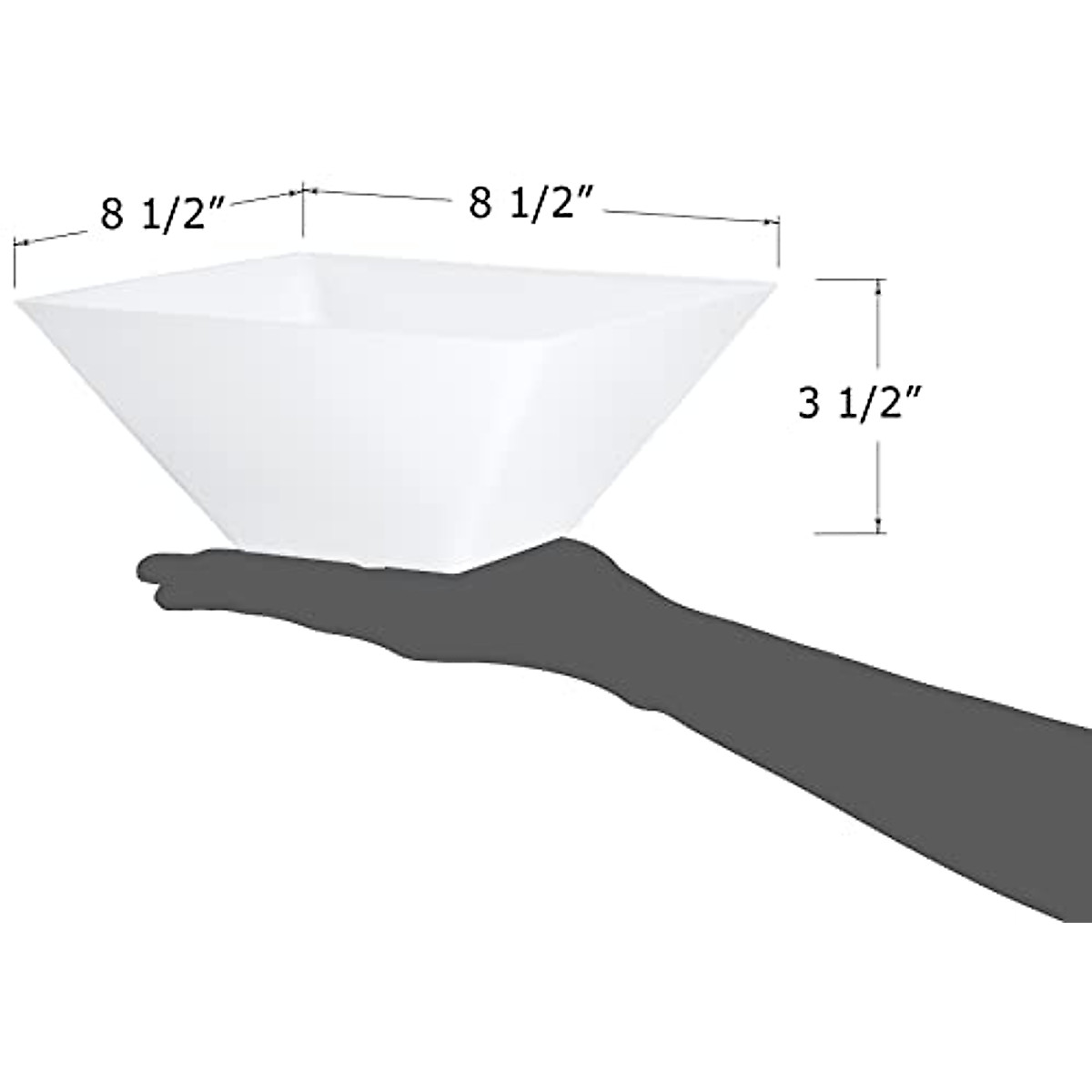 Red Co. 8.5” x 8.5” Square 2 Quart Reusable Tapered Fruit  Serving Bowl, Set of 4 - White