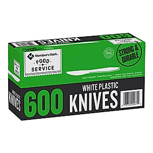 Member's Mark Plastic Knives, Heavyweight, White (600 Count)