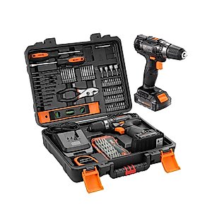 ENGiNDOT Tool Set with Drill, Cordless Drill Tool Kit 108Pcs Household Power Tools Drill Set with 20V Li-Ion Battery & Charger for Home Tool Kit