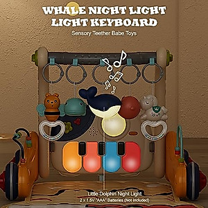 Losbenco Baby Gym Play Mat, 3-in-1 Baby Kick Piano Play Mat, Baby Tummy Time Playmat Musical Activity Center with Light for Infant Newborn Toddlers 0-12 Months