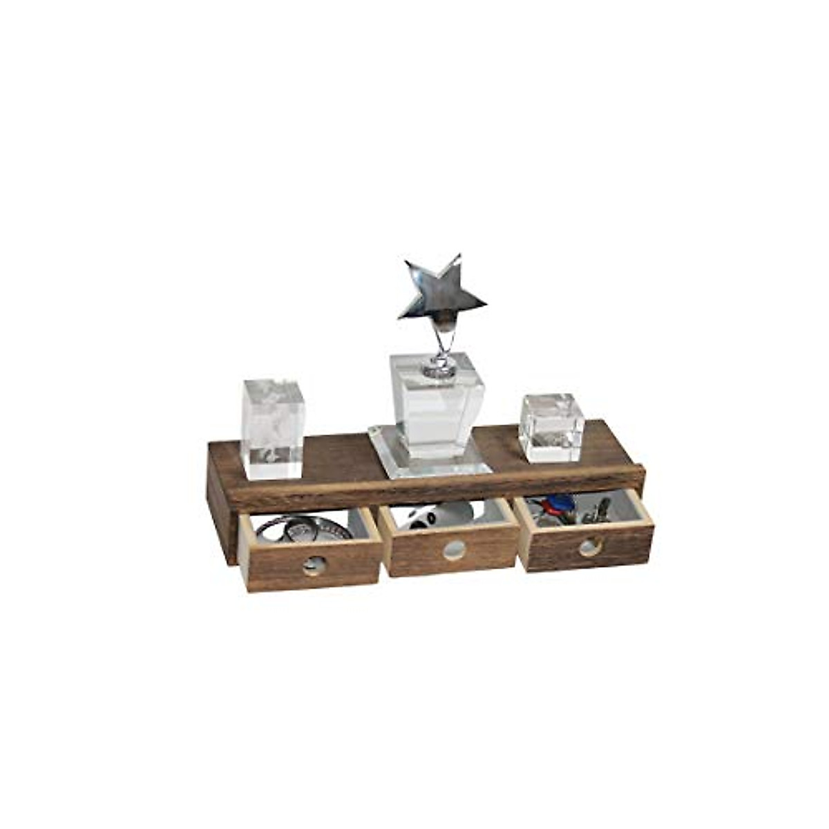 KAO Duru Floating Shelf with Drawer Paulownia Wood for Storage and Display Nightstand for Bedside, Office, Bedroom, Living Room and Bathroom (Set of 2)