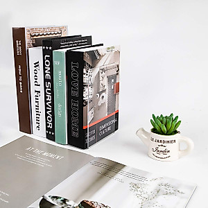 Jekkis 8pcs Clear Bookends Acrylic Book Ends for Shelves Heavy Duty Bookends Plastic Bookends for Home Office Library , Book Stopper, Desktop Organizer, 7.3” x 4.8” x 4.8”