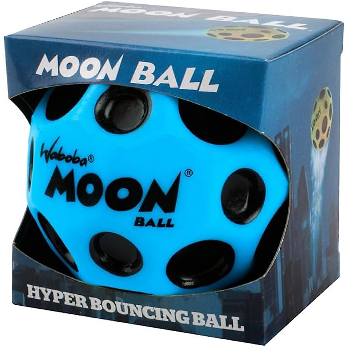 Waboba Moon Ball - Super High Bouncing Ball - Neon Coloured Indoor and Outdoor Ball Ages - Make Pop Sounds - Easy to Grip, Blue - (65 mm