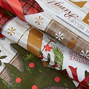 Newbridge Ivory Sleigh Bells Ring Country Rustic Vinyl Flannel Back Vinyl Christmas Tablecloth, Moose Antlers, Sleighs and Festive Xmas Wipe Clean Tablecloth, 60 Inch x 84 Inch Oblong/Rectangle