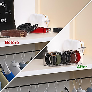 GTI Belt Organizer, Acrylic 6 Compartments Belt Organizer for Closet and Drawer, Display Case for Tie,Bow Tie and Belt,Clear Belt Storage Container Holder for Men Women
