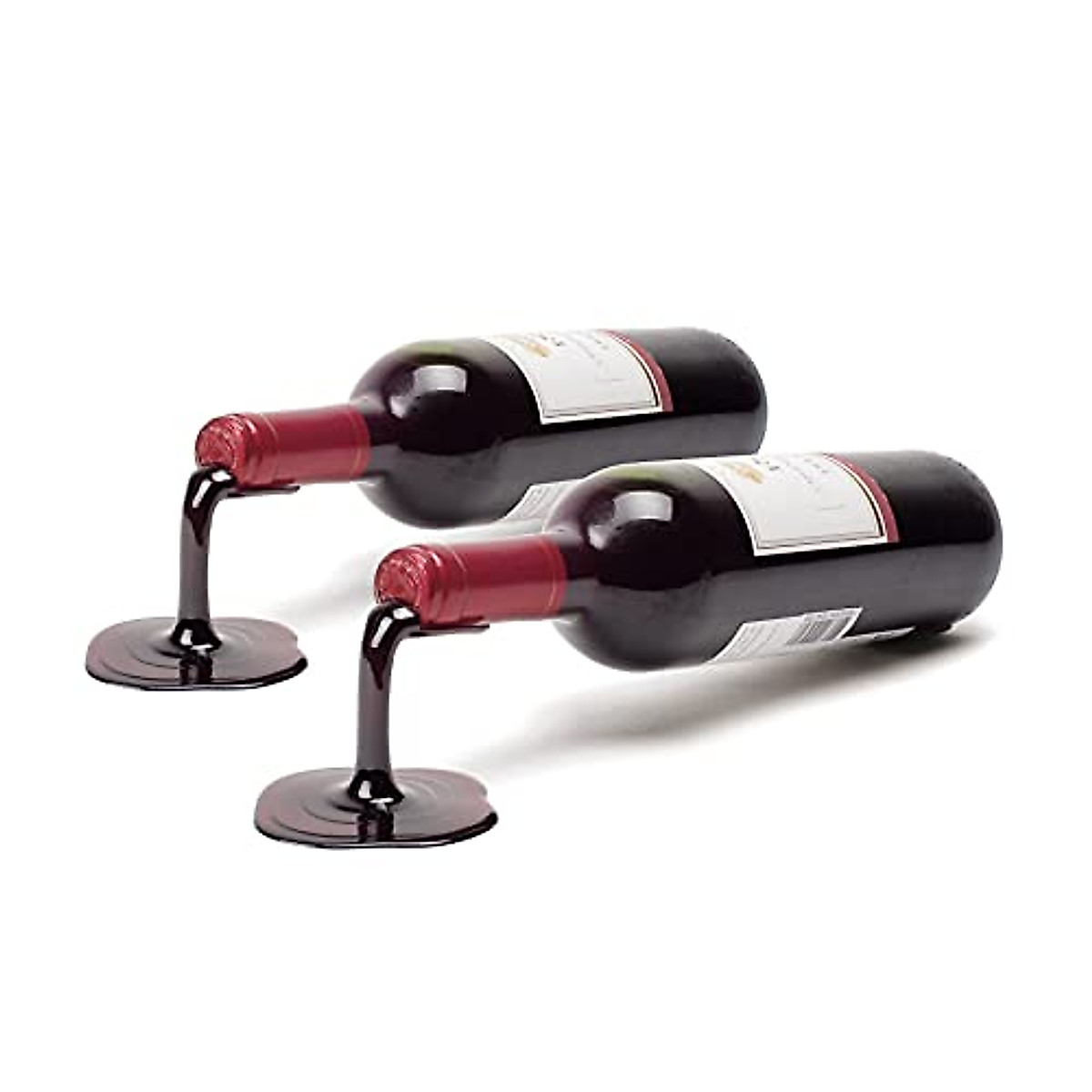 PLAYABLE ART Spilled Wine Bottle Holder - Fun and Unique Way to Display Your Favorite Wine - Red (Set of 2)