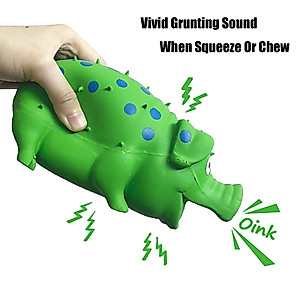 HCHYEY Pig Squeaky Dog Toy, 2 PCS Interactive Rubber Dog Chew Toy - Durable Latex Spot Grunting Pig Toys That Oink for Small Medium Large Dogs (Yellow, Green)