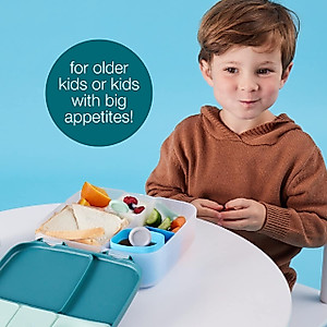 b.box Lunch Box for Kids | Bento Box | 4 Compartments (2 Leak proof), Large Size for Big Appetites | Gel Cold Pack Included | School Supplies | Kids 3+ years (Ocean Breeze, 2L capacity)