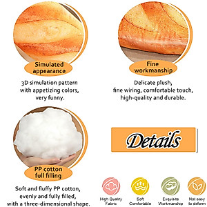 zhidiloveyou 19.6" Bread Pillow Funny Stuffed Bread Shaped Pillow Plush Toy for Kids Adults