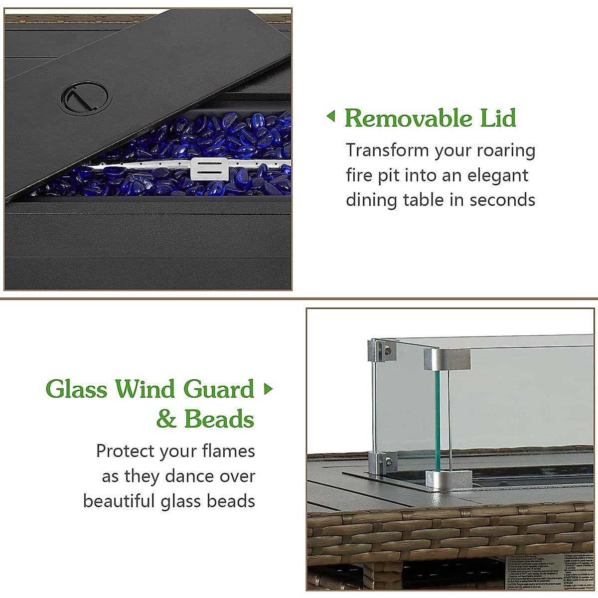 Kinsuite Propane Tank Cover Table 16" Side Hideaway Wicker Tank Table for Gas Fire Pits, Rattan Tank Table Cover with Storage & Adjustable Foot for Standard 20 Gallon Propane Tanks, Brown