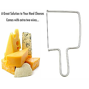 Kuchengerate Cheese Slicer Wire Cutter - Cheese Knives Slicers with Wire - Handheld Butter Cutter Tools for Soft Hard Block - Easy Fast Cutting Hard Or Semi Hard Block Cheeses - With Extra Wire