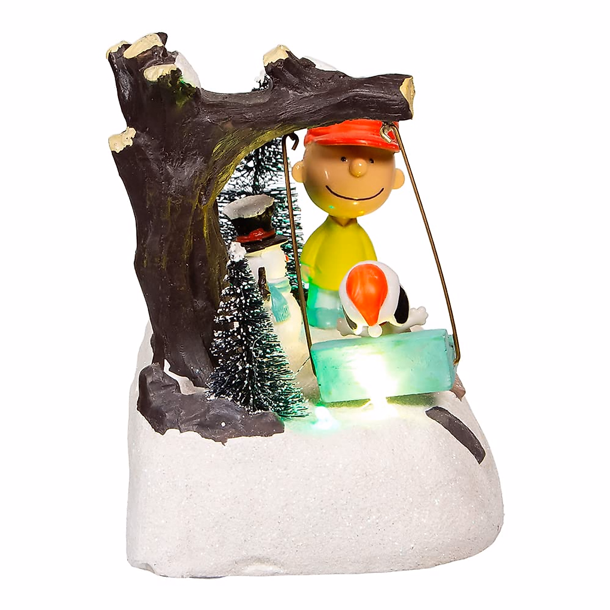 Joy to the World Collectibles Peanuts Battery-Operated Lighted Snoopy Swing Musical Tablepiece Nativity, 10-Inches, Multicolor