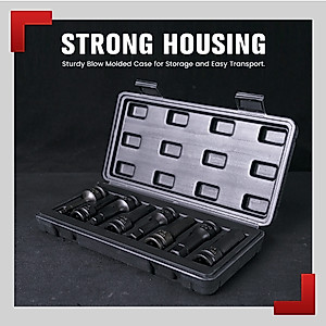 PGROUP 8 PCS 1/2 Inch Drive Allen Impact Socket Set, SAE Hex Socket 1/4" to 3/4", Master Impact Grade Cr-Mo Steel with Heavy Duty Storage Case