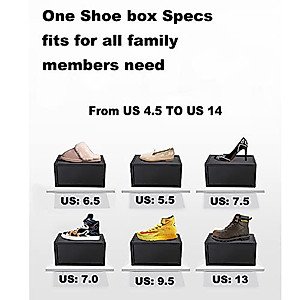 Shoe Organizer with Hard & Thick Plastic Board Shoe Storage Boxes Fits US Size 13, shoe boxes Clear Plastic Stackable Measure L14.2xW11.2xH8.5(inch) For Sneaker High Heel Storage & Display (YB-12PK)