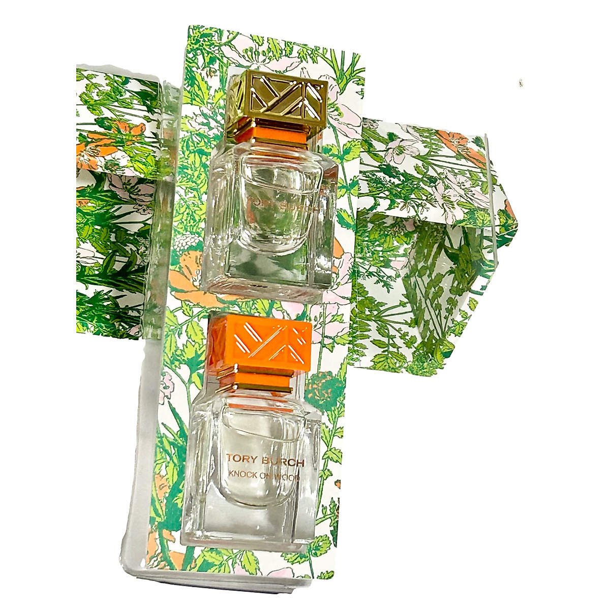 Tory Burch Duo Women Mini Travel Size Splash On Dabber Set Set Knock On Wood & Eau De Parfum 7 ml / 0.24 Fl Oz each EDP (2 Piece set)