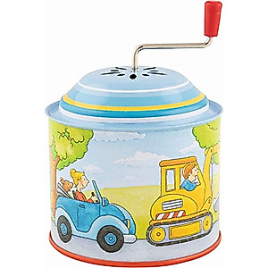 Music player, vehicle model, Melodie: Bruder Jakob: H = 10.5 cm, Ø 8 cm, Blech, per piece.