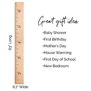 HEADWATERS STUDIO Wooden Ruler Growth Chart for Kids, Boys & Girls - Height Chart & Height Measurement for Wall - Kids Nursery Wall Decor and Room Hanging Wall Decor - Natural Schoolhouse Ruler Inches