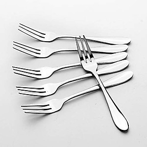 12pcs Stainless Steel Tea Dinner Server Spoon and Cake Fruit Forks Kitchen Accessory Wedding Party for Dessert, Salad, Appetizer, Cocktail(6 Forks + 6 Spoons)