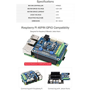Waveshare HRB8825 Stepper Motor HAT Compatible with Raspberry Pi Drives Two Stepper Motors Up to 1/32 Microstepping