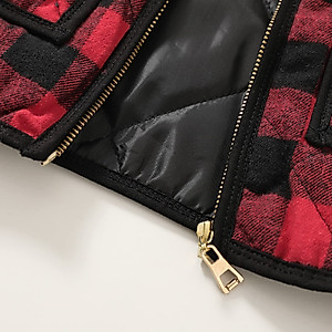 MAMAMI Kid Little Girls Puffer Lightweight Plaid Quilted Vest Cute Winter Outwear Padded Outfit(7-8 Years, Red&Black)