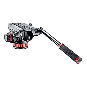 Manfrotto Video Head with Flat Base and Fixed Lever, Video Head for Compact Video Cameras and DSLR Cameras, for Filming, Videography, Content Creation, Vlogging, Live Streaming