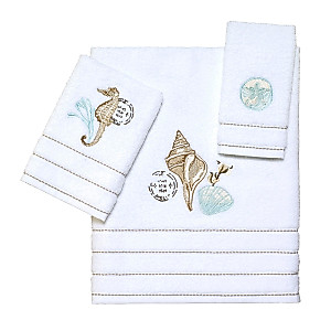 Avanti Linens - 3pc Towel Set, Soft & Absorbent Cotton, Farmhouse Inspired Bathroom Decor (Farmhouse Shell Collection)
