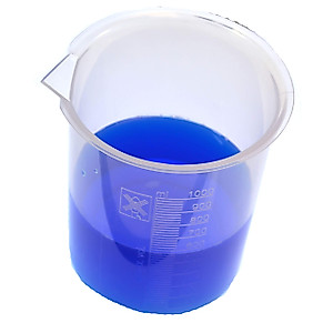 1000ml Plastic Beaker; 20ml Graduations, Premium Polypropylene; Pack of 12