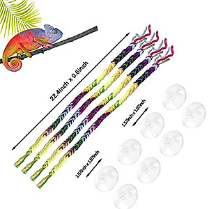 BNOSDM 4 Pcs Reptile Vines Snake Habitat Climbing Decor with 8 Suction Cups Lizard Terrarium Tank Accessories for Gecko Bearded Dragon Gecko Iguana Tree Frog Chameleon