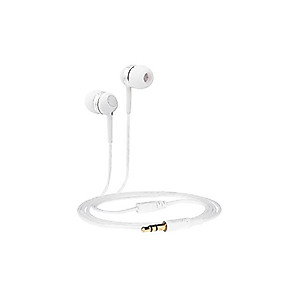 Betron RK300 in Ear Headphones Earphones Wired with Noise Isolating Earbuds Tangle Free Cord Lightweight Carry Case Soft Ear Buds 3.5mm Plug (White)