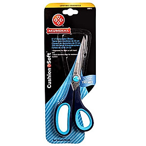 Mundial Cushion Soft Dressmaker Shears 8"-serrated Bottom Blade…Blue Handle