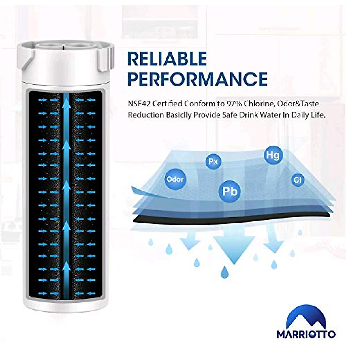 MARRIOTTO XWF Water Filter Replacement for GE XWF Refrigerator Water Filter, 3 Pack (Not XWFE)