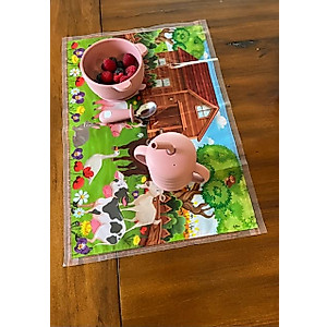 Kadazzel Disposable Place Mats, 40 Fun Farm Animal Disposable Sanitary Baby Toddler Sticky Mat
