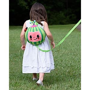 Cocomelon Plush Watermelon Toddler Backpack with Detachable Safety Leash, Anti-Lost Safety Harness 10” Bag for Kids