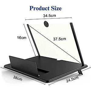 18" Screen Magnifier for Cell Phone – 3D HD Magnifing Screen Enlarger Projector for Movies Videos and Gaming – Foldable Phone Stand Holder with Screen Amplifier–Supports All Smartphones (Black-18inch)